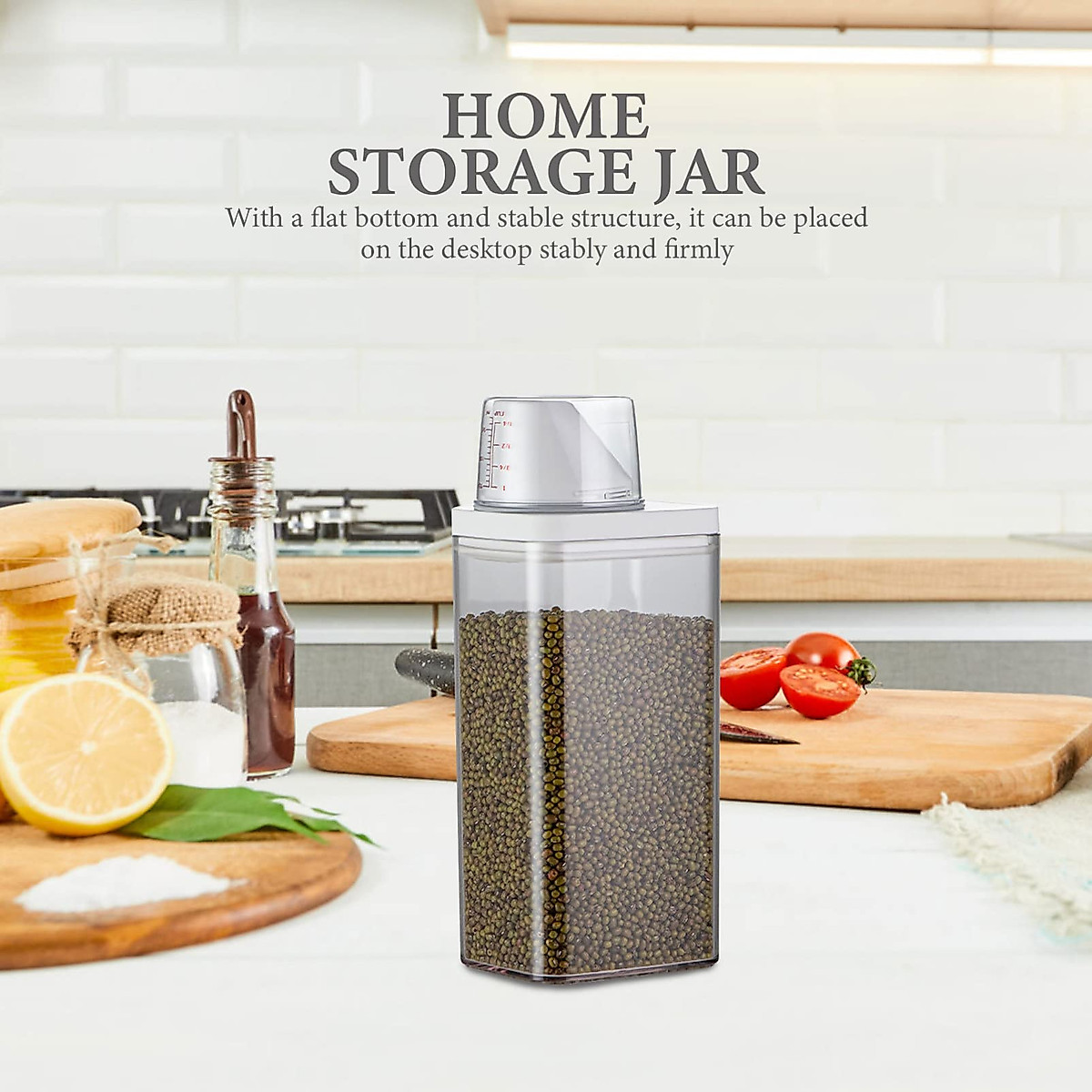 Rice Storage Container 52 Lbs/1500ml Rice Dispenser with Airtight Lid, Pour Spout and Measuring Cup, Food jars & Canisters Food Dispenser for Rice, Cereal, Flour, Oatmeal, Pet Dog Cat Food