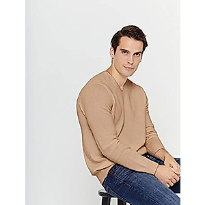 State Cashmere Essential V-Neck Sweater - Long Sleeve Pullover for Men Made with 100% Pure Cashmere Sourced from Inner Mongolia Goats - Soft, Lightweight & Versatile - (Camel, Large)