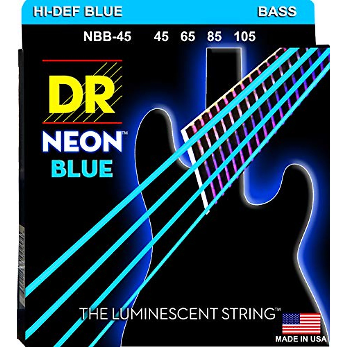 DR Handmade Strings DR Hi-Def Neon Blue Medium Bass Guitar Strings (NBB-45)