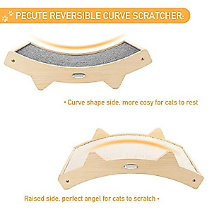 Pecute Cat Scratcher Lounge, Woven Sisal + Carpet Cloth Double-Sided Durable Cat Scratchers Bed Wooden Structure Kitty Scratching Pads (16.5x10.8in)