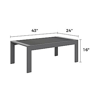 Solaste Outdoor Coffee Table for Patio, All-Weather Aluminum Patio Coffee Table Furniture with Metal Frame, Dark Grey