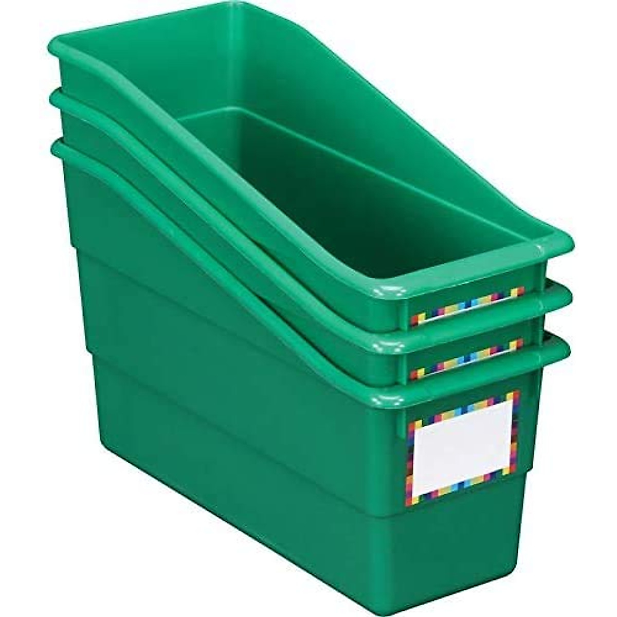 Really Good Stuff-164304 Riverside Name Labels Durable Book and Binder Holders, 5¼" by 12½" by 7½" (Set of 12) - Ideal for Narrow or Vertical Storage Needs Like Magazines, Books, Folders - Color-Code