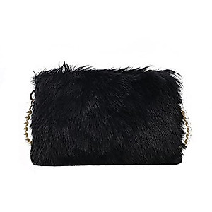 Ynport Faux Fur Bag for Women Fuzzy Evening Clutch Fluffy Feather Shoulder Purse Small Cute Furry Phone Crossbody Handbags