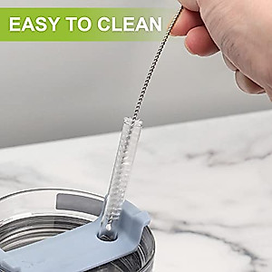 Straw Replacement 40 oz for Stanley Adventure Travel Tumbler, 6 Pack Reusable Straws Plastic Straws with Cleaning Brush Compatible with Stanley 40oz Stanley Cup