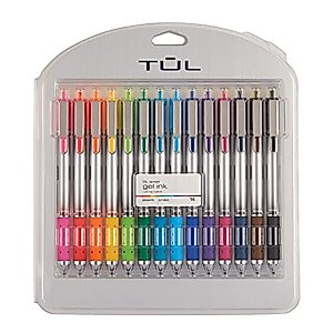 TUL Retractable Gel Pens, Bullet Point, 0.7 mm, Gray Barrel, Assorted Standard And Bright Ink Colors, Pack Of 14