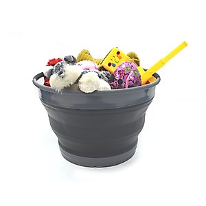 SAMMART 13L (3.4 Gallon) Collapsible Round Tub - Foldable Storage Container/Organizer - Portable Washing Bin - Space Saving Laundry Hamper/Basket, Water Capacity 10L (2.64 Gallon) (Black)