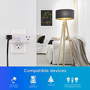 Enbrighten, White, Wi-Fi Smart Light Switch, Indoor Oval Plug-in, 2-Grounded Outlet, Simultaneous Control, No Hub Required, 51253