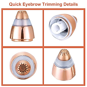 Eyebrow Hair Remover Replacement Heads Compatible for Finishing Flawless Facial Hair Removal Tool for Women Smooth, with Cleaning Brush, Rose Gold (RoseGold-4pcs)