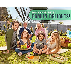 Set of 2 Decorative Serving Trays - Bamboo + Silver Stainless Steel Handles - Coffee Table or Ottoman Tray for Breakfast in Bed Jewelry, Decor Organization - 12"x17" - Pure Bamboo Finish