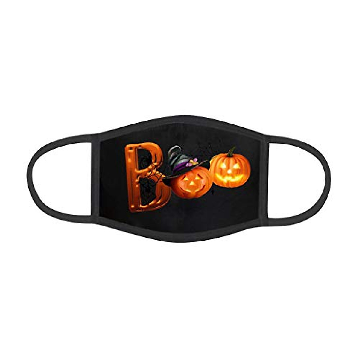 LuluZanm Halloween Printed 3PCS Face Covering,Cloth,Cotton,Headwear, Quick-Drying, Dust Mouth Covering(Black,One Size