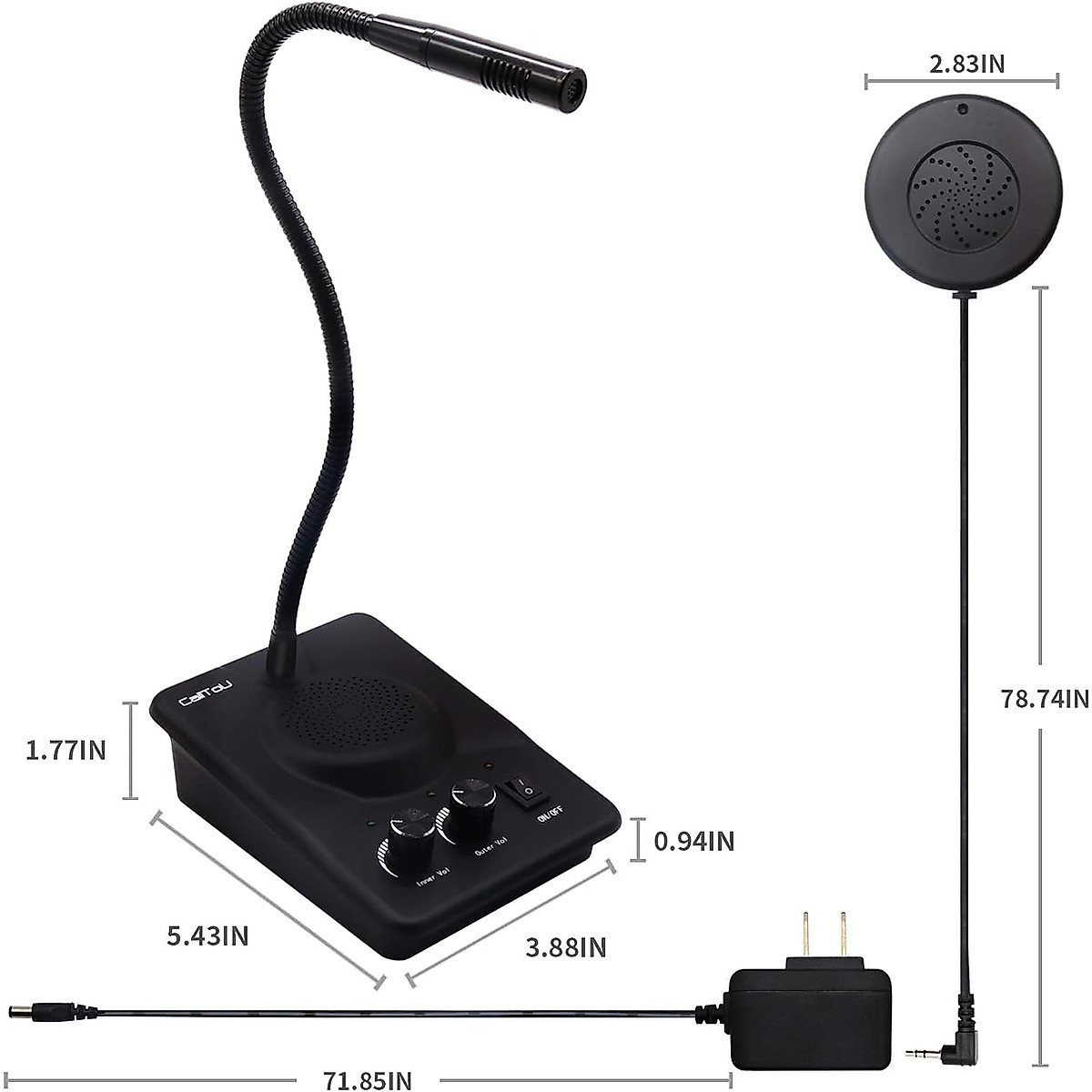 CallToU Window Speaker Intercom System,Dual Way Anti-Interference Intercommunication Microphone Talk Through Glass Window,for Business,Bank,Office,Hospital,Counter,Store,Station,School and More