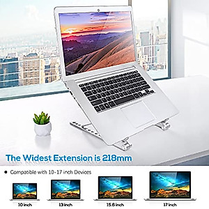 Laptop Stand Ergonomic Foldable 10 Angle Anti-Slip Adjustable Laptop Holder Notebook Portable Computer Riser Compatible with Most 10-15.6”Laptops for Desk Silver