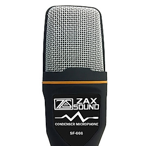 ZaxSound Professional Cardioid Condenser Microphone with Tripod Stand for PC, Laptop, iPhone, iPad, Android Phones, Tablets, xBox and YouTube Recording, Black