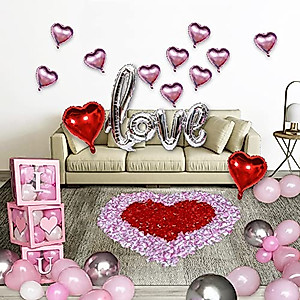 I Love You Valentines Day Decor, Pink /Red Heart-Shaped Balloon and 1300pcs Rose Petals , very suitable for Romantic Decorations Special Night ,Galentines day, Anniversary Party Decoration