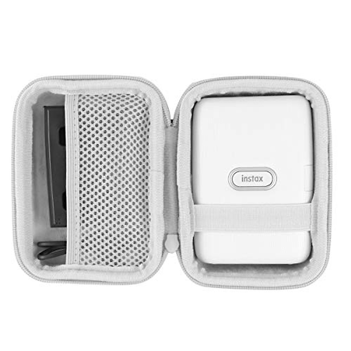 co2CREA Hard Travel Case Replacement for Fujifilm Instax Mini Link 2 1 Smartphone Printer (Ash White Case + Inside White)