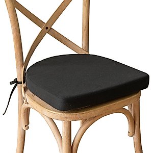 Eiury Kitchen Chair Cushion with Ties for Dining Chairs and Indoor Chair Pads 17"x16.5" Seat Cushion Non Slip U-Shaped Rubber Back Seat Cover Machine Washable-Black…