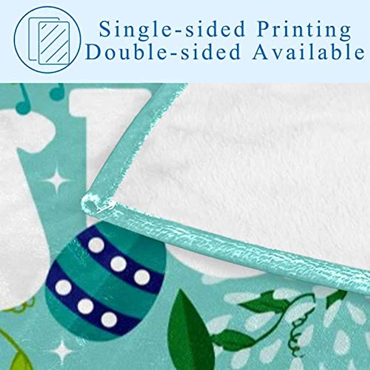 Happy Easter with Flowers Eggs Prints Soft Warm Cozy Blanket Throw for Bed Couch Sofa Picnic Camping Beach, 150×100cm