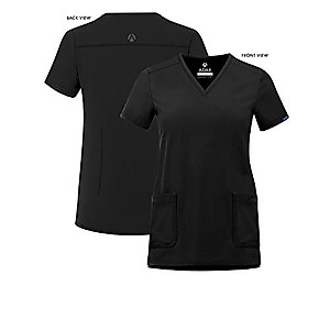 Adar Addition Scrubs for Women - Modern V-Neck Scrub Top - A6008 - Black - M