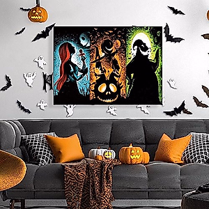 Halloween Diamond Art Painting Kits for Adults - Jack and Sally DIY 5D Paint with Diamonds Gem Art Painting Kits DIY Nightmare Before Christmas Round Full Drill Diamond Dots Paintings Adult Crafts