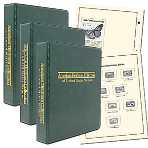 Mystic's 3-Volume American Heirloom Stamp Album with 200 Free U.S. Stamps and 1,000 Hinges