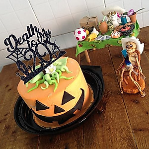 Black Glitter Death to My 20’s Cake Topper, Rip Twenties/Cheers to 30 Years/Happy 30th Birthday, Death to My Youth 30th Birthday Party Decorations