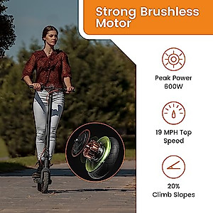 NAVEE Electric Scooter N40,600W Max Power,10" Pneumatic Tires,25-30 Miles Range & 19MPH Speed, Dual Brake System,IPX4 Waterproof, Commuter E-Scooter for Adults 220lbs