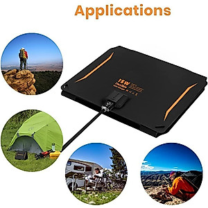 FlexSolar Portable Foldable Waterproof 120W Solar Panel Charger kit for Camping and 15W Small USB Solar Panel