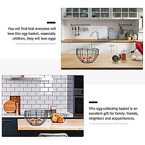 Yardwe Wire Egg Basket with Handles Metal Egg Storage Basket Chicken Eggs Holder Organizer Food Storage Container Case for Kitchen