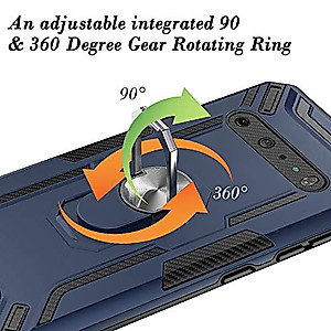 Sitikai Compatible with LG V60 ThinQ/LG V60 Case [Military Grade Drop Protection] with Metal Rotating Ring Holder Magnetic Kickstand Hard PC Protective Bumper Rugged Anti-Scratch Shockproof Blue
