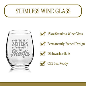 Veracco Only The Best Sister Get Promoted To Auntie Surprise Pregnancy Announcement Birthday Gifts Wine Lover Party Favor Stemless Glass (Clear, Glass)