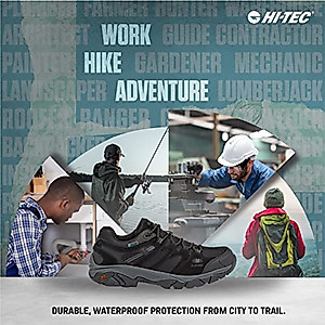 HI-TEC Ravus WP Low Waterproof Hiking Shoes for Men, Lightweight Breathable Outdoor Trekking and Trail Shoes - Dark Grey, 13 Medium