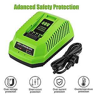 ANTRobut 40V 6.0Ah 29472 29462 Battery Replacement for 40V Greenworks Battery and Charger 29482 Compatible with Greenworks 40V Lithium-Ion Battery 29252 20202 22262 40V G-MAX Battery