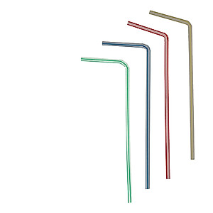 Flexible Plastic Drinking Straws (Assorted Classic Striped) Bendable Disposable BPA Free Bendy Straws