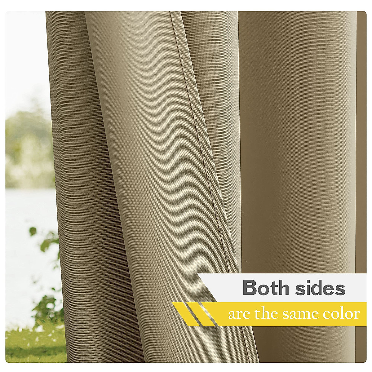 NICETOWN 2 Panels Outdoor Curtains for Patio Waterproof, Stainless Steel Grommet Indoor Outdoor Vertical Drapes for Front Porch & Canvas, W55 x L84, Taupe