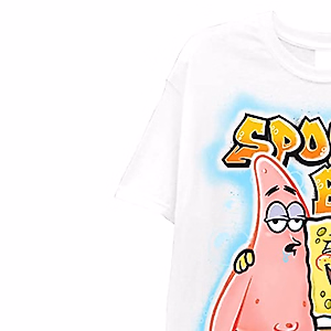 Mens Spongebob Squarepants Classic Shirt - Spongebob, Patrick & Krusty Krab T-Shirt (White, X-Large)