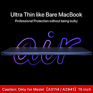 Soonjet Compatible for MacBook Air 15 inch Case 2023 2024 New M3 M2 [100% Match Official Color] [Ultra Thin Armor] Protective Hard Shell Matte Cover for Laptop Model A3114 A2941 - Midnight Clear