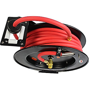 MaxWorks 80720 50ft Auto Rewind Retractable Reel with 3/8" x 50' Air Hose with Brass Fittings