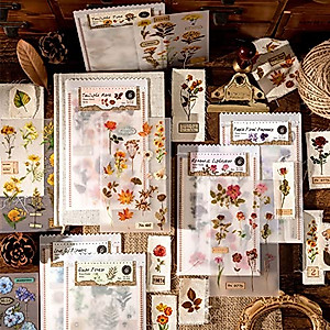 2 Sheets Vintage Rub on Transfer Flower Leaves Stickers 2 Sheet Linen, Clear Rub on Transfer Floral Stickers Decals for Wood Crafts Wine Glass Fabric Scrapbooking Furniture Journaling Cloth(Blue)