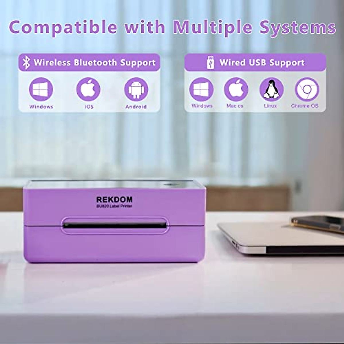 REKDOM Bluetooth Label Printer Wireless Thermal Printer for Shipping Packages, Compatible with iPhone, Android and Windows, Support Amazon, Ebay, Etsy, USPS, Shopify and etc.