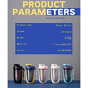 Shaker Bottle Perfect for Protein Shakes and Pre Workout Shaking Cup Protein Powder Milkshake Cup Sports Fitness Water Cup Mixes Protein Shaker Bottle，20-Ounce(Green)