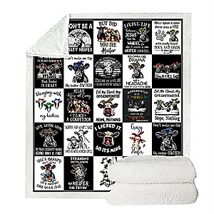 Belperan Cow Blanket Cartoon Cow Print Blanket Sherpa Fleece Blanket Funny Farmhouse Animal Art Printfor Teenage Girls Adults Warm Plush Throw for Bed Sofa Couch Cows Stitching Blanket