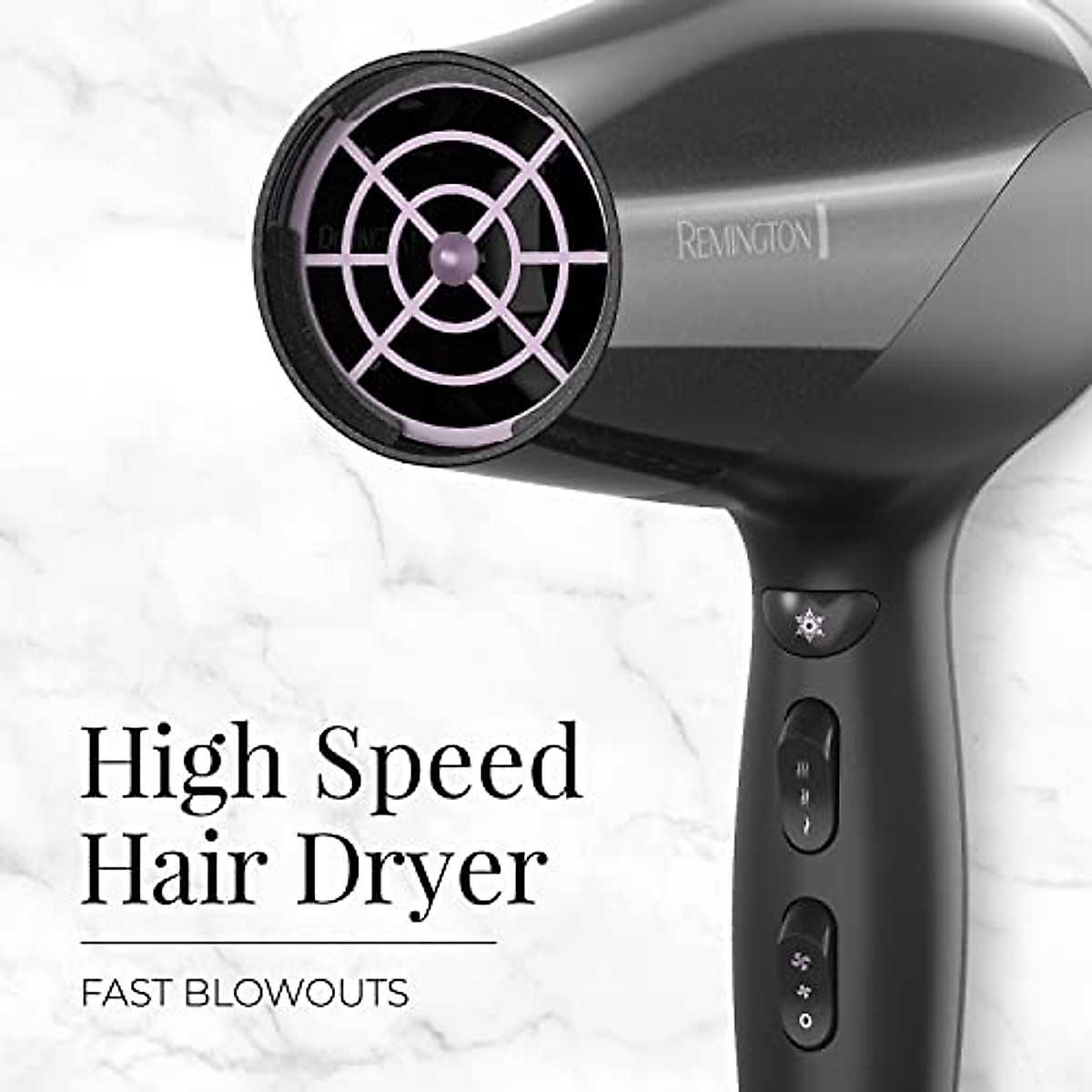 Remington D3190 Damage Protection Hair Dryer with Ceramic + Ionic + Tourmaline Technology, Black, 3 Piece Set, 1 Count (Pack of 1)