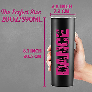 Onebttl Dancer Gifts for Girls, Teens, Her - Dance - 20oz/590ml Stainless Steel Insulated Tumbler with Straw, Lid - Dance Themed Recital Gifts for Women - (Black)