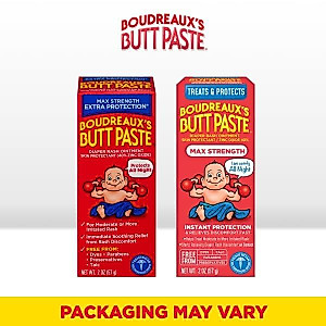 Boudreaux's Butt Paste Maximum Strength Diaper Rash Cream, Ointment for Baby, 2 oz Tube, 3 Pack