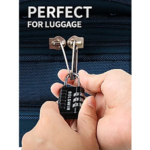 DELSWIN Combination Lock 3-Digit Small Padlock - 4Pcs Resettable Combo Lock for School Gym Locker, Outdoor, Fence, Gate, Waterproof Luggage Locks for Travel Backpack