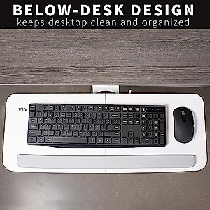 VIVO Adjustable Computer Keyboard and Mouse Platform Tray Ergonomic Under Table Desk Mount Drawer Underdesk Shelf, White, MOUNT-KB03W…