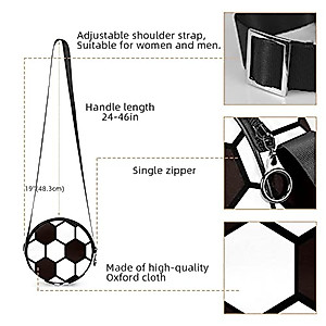 Soccer Football Ball Black White Pattern Crossbody Bag for Women Teen Girls Round Canvas Shoulder Bag Purse Tote Handbag Bag