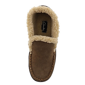 Clarks Sage Suede Moccasin Faux Fur Lining Indoor Outdoor Bootie Slippers (Sage Suede, 12)