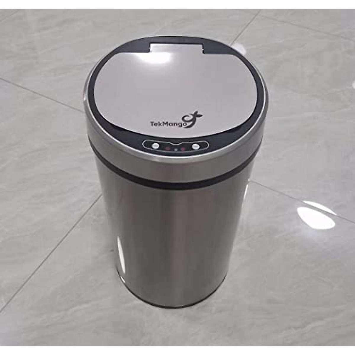 TekMango 12L Smart Touchless Sensor Trash Can for Home Kitchen Bedroom Living Room, 3 Gal Automatic Trash can for Office Hotel Restaurant Resort, Stainless Steel Infrared Motion Dustbin - Silver