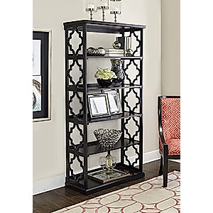 Powell Furniture Turner Bookcase, Black, 36.5" x 15.8" x 72"